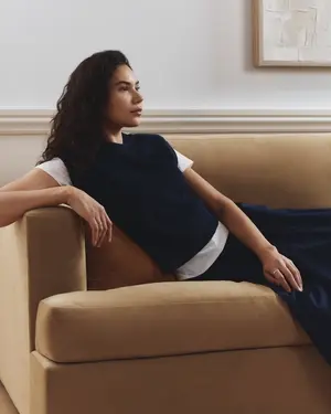 Quince Cotton Linen Sweater Tank Top - Deep Navy