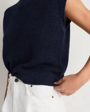 Quince Cotton Linen Sweater Tank Top - Deep Navy