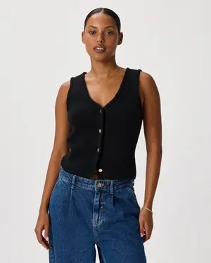 Quince V-neck Sweater Vest - Black