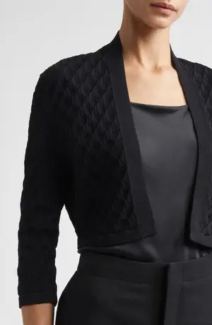 Lela Rose Diamond Pointelle Bolero - Black