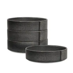 STONE + LAIN Bao Stoneware 4-piece Pasta Bowl Set - Charcoal