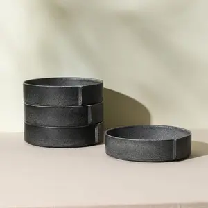 STONE + LAIN Bao Stoneware 4-piece Pasta Bowl Set - Charcoal