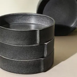 STONE + LAIN Bao Stoneware 4-piece Pasta Bowl Set - Charcoal