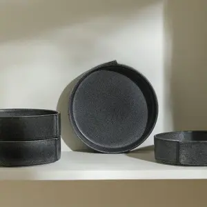STONE + LAIN Bao Stoneware 4-piece Pasta Bowl Set - Charcoal