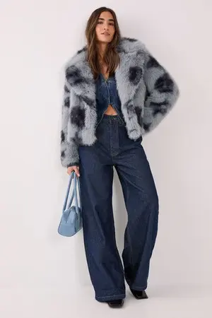Nasty Gal Cow Fur Collar Jacket