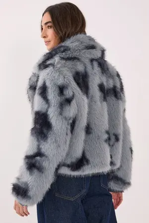 Nasty Gal Cow Fur Collar Jacket