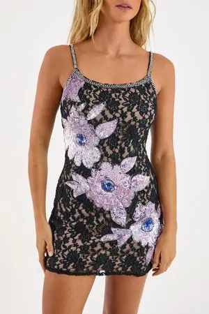Nasty Gal Lace Embellished Mini Dress