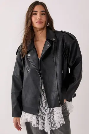 Nasty Gal Faux Leather Biker Jacket