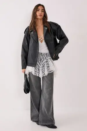 Nasty Gal Faux Leather Biker Jacket