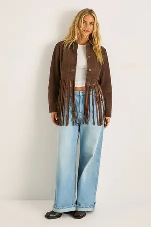 Nasty Gal Real Suede Fringe Jacket