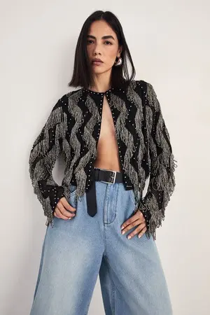Nasty Gal Embellished Tassel Jacket