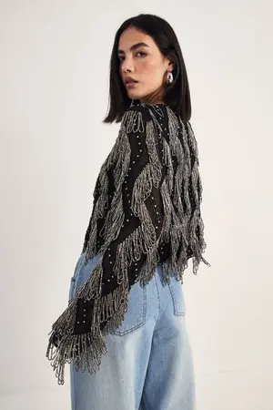 Nasty Gal Embellished Tassel Jacket