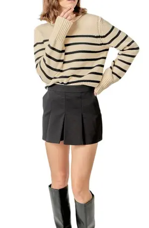 English Factory Stripe Roll Neck Cotton-blend Sweater