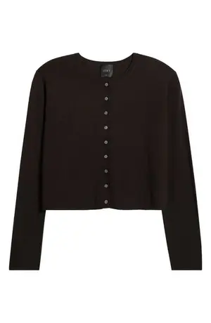 LESET James Merino Wool Crewneck Cardigan Chocolate