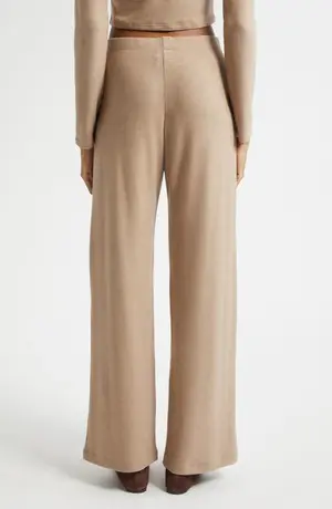 LESET Lauren Wide-leg Knit Pants - Sable