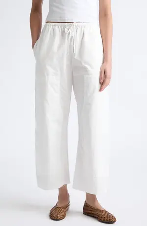 LESET Kyoto Cotton Drawstring Utility Crop Pants Ice