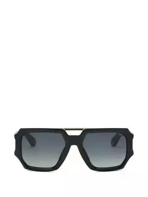 Philipp Plein Brave Geometric Sunglasses With Gold-tone Detailing - Black