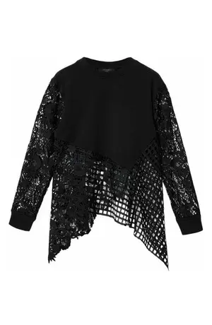 ALLSAINTS Malorie Long Sleeve Lace Shirt - Black