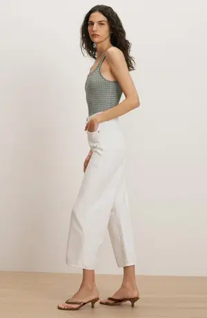 Veronica Beard Taylor High-waist Wide-leg Ankle Jeans - White