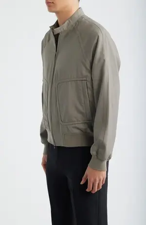 Emporio Armani Virgin Wool Zip Bomber Jacket - Grey