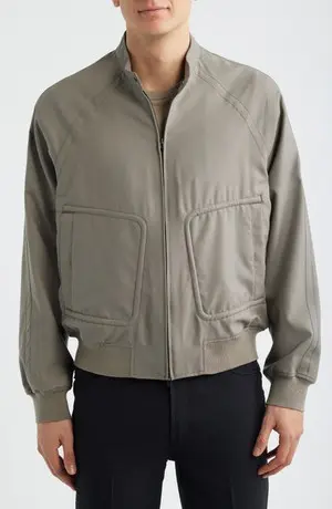 Emporio Armani Virgin Wool Zip Bomber Jacket - Grey