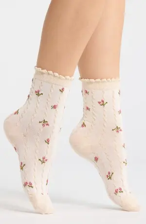 BP. Floral Crew Socks