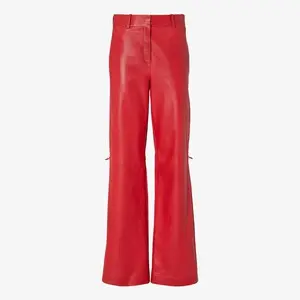 Fendi High-waisted Nappa Leather Trousers - Red