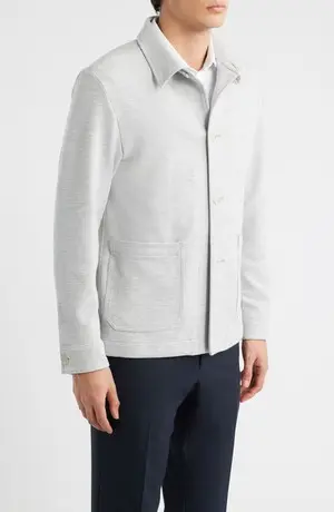 BOSS Carper Knit Shirt Jacket - Silver