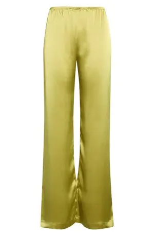 LESET LESET Barb Wide Leg Satin Pants Chartreuse