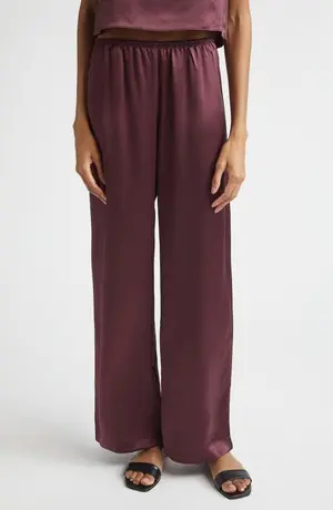 LESET LESET Barb Wide Leg Satin Pants Malbec