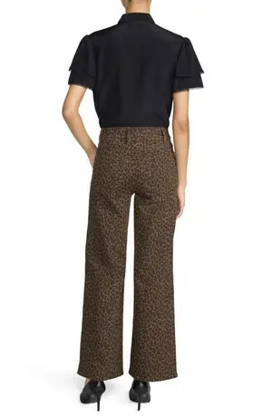 FRAME Le Slim Palazzo High-waist Wide-leg Jeans - Leopard