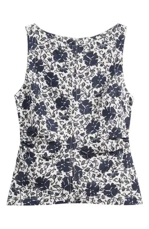 Madewell Cinched Boat-neck Sleeveless Linen Top