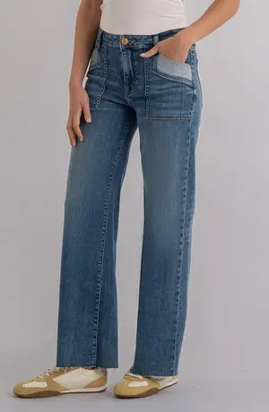 Kut From The Kloth Maya High-waist Wide-leg Jeans With Raw Hem