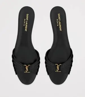 Saint Laurent Babylone Leather Sandals - Black
