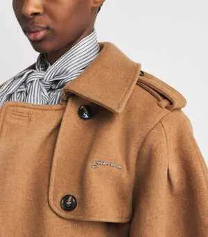 GANNI Wool-blend Belted Trench Coat