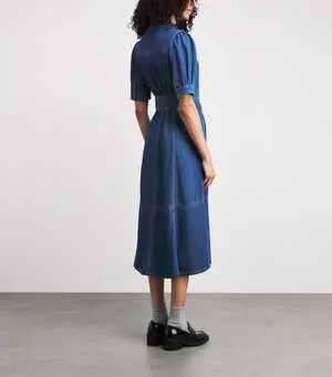 ME+EM Denim Flared Midi Dress