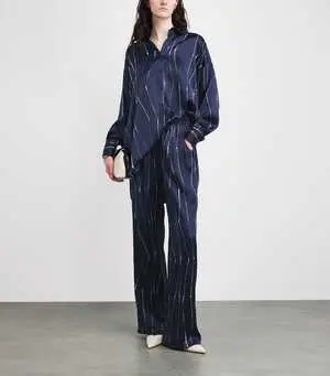 Kiton Silk Wide-leg Trousers
