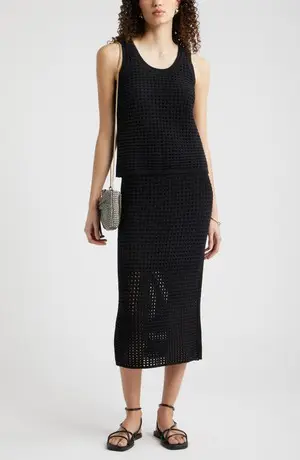 Nordstrom Mesh Stitch Sleeveless Sweater - Black
