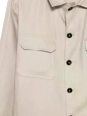 Tagliatore Button-up Pocket-details Linen Shirt Jacket - Neutrals