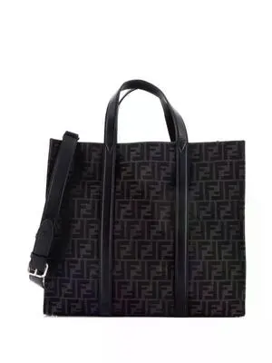 Fendi Convertible Open Zucca Jacquard Fabric And Leather Large Tote Bag