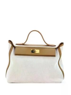 Hermès 24/24 Canvas And Swift 35 Satchel - Neutrals