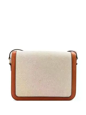 Celine Triomphe Shoulder Bag In Canvas And Leather - Brown