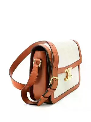 Celine Triomphe Shoulder Bag In Canvas And Leather - Brown