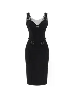 Elisabetta Franchi Tulle-insert Midi Dress - Black