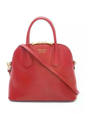 Prada 2000s Saffiano Leather Tote Bag - Red