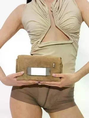 Rick Owens Temple Big Pillow Griffin Metal-plaque Clutch - Brown