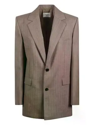 Saint Laurent Pinstripe Wool Blazer - Neutrals
