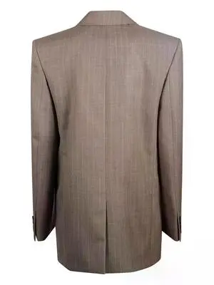 Saint Laurent Pinstripe Wool Blazer - Neutrals