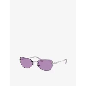 SWAROVSKI Sk7038 Irregular-frame Metal Sunglasses - Silver