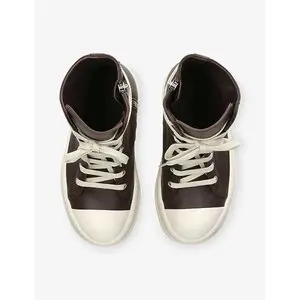 Rick Owens Ramone Bumper High Leather Trainers - Wine